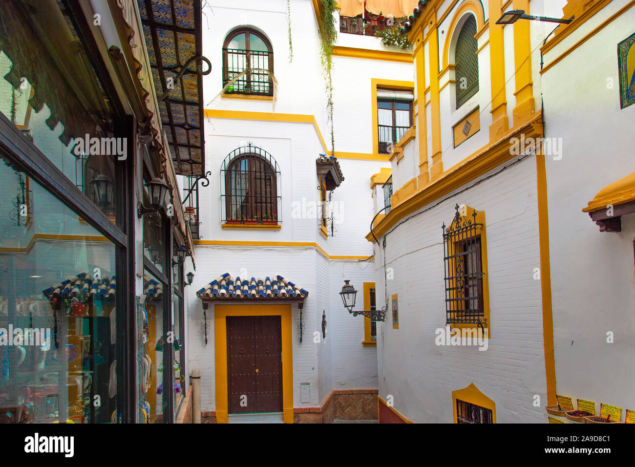 Andalusia, Seville streets in the scenic historic city center near ...