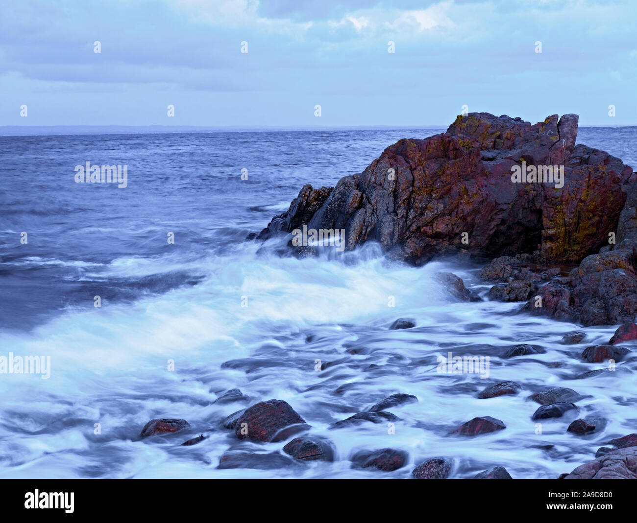 Sweden, Scania, Kullen Peninsula, Höganes, evening light on the rocky ...