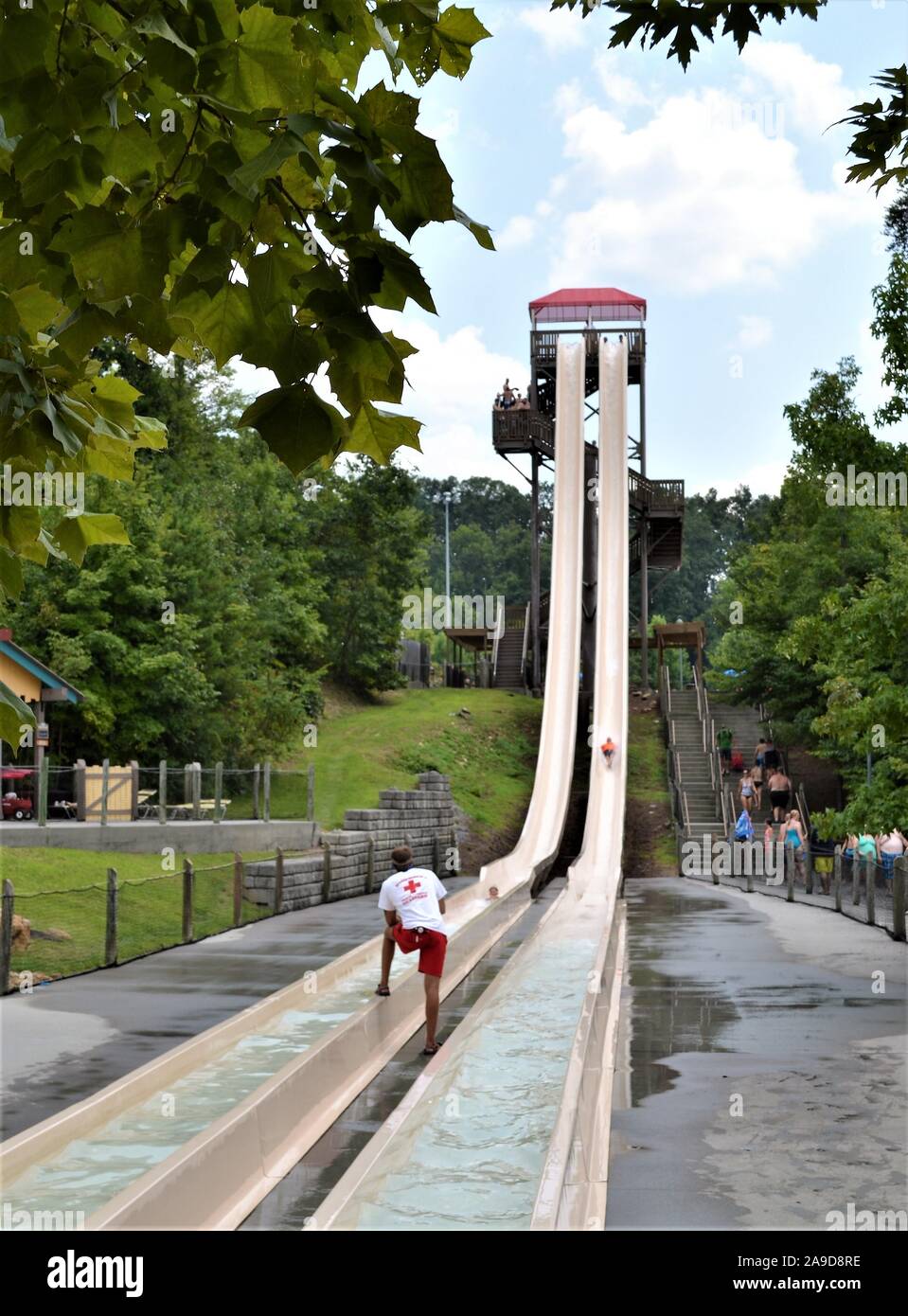 Long water slide at Dollywood Stock Photo - Alamy