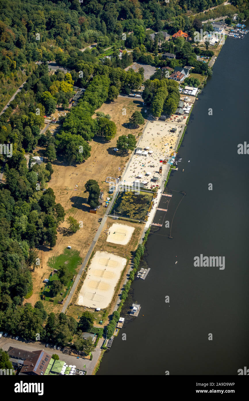 Seaside Beach waterpark at Baldeneysee, Ruhr Valley, Baldeney, Essen ...