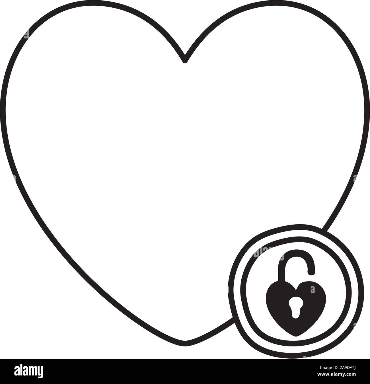 Heart padlock shape Black and White Stock Photos & Images - Alamy