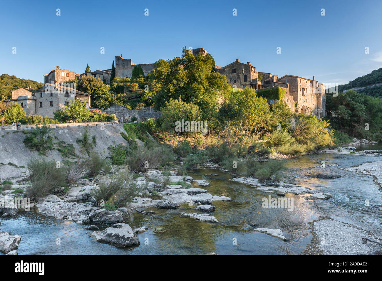 Montclus, Languedoc Gard, France, view of the medieval Montclus in the ...