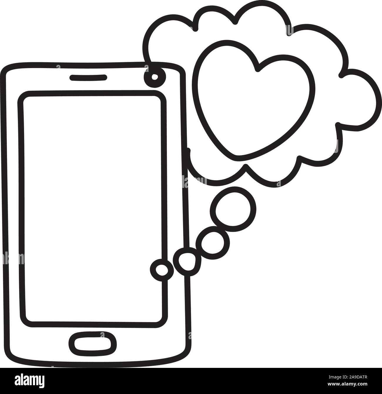 heart communication bubble and smartphone vector design Stock Vector ...