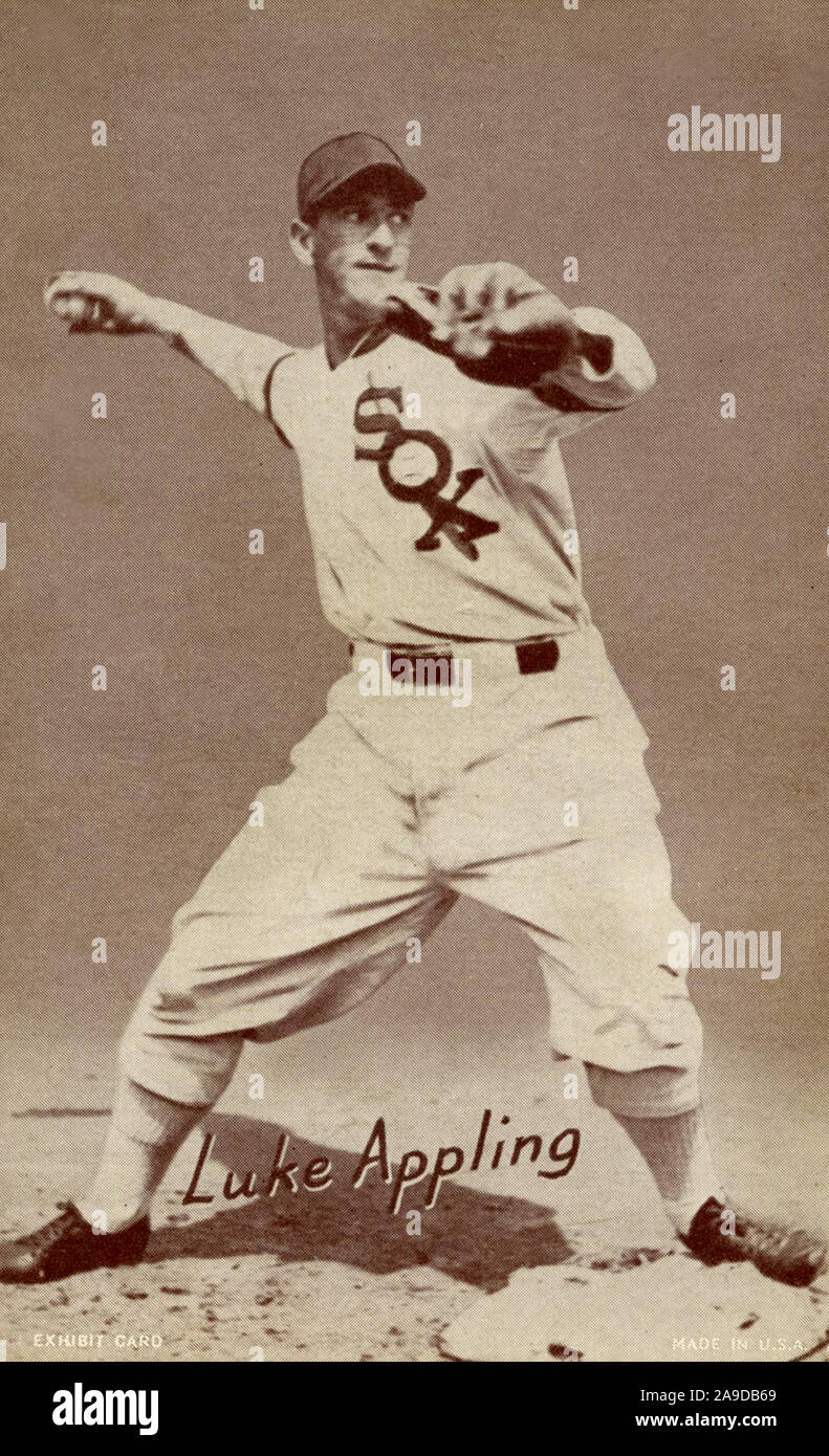 Vintage Exhibit baseball card of Hall of Fame player Luke Appling with ...