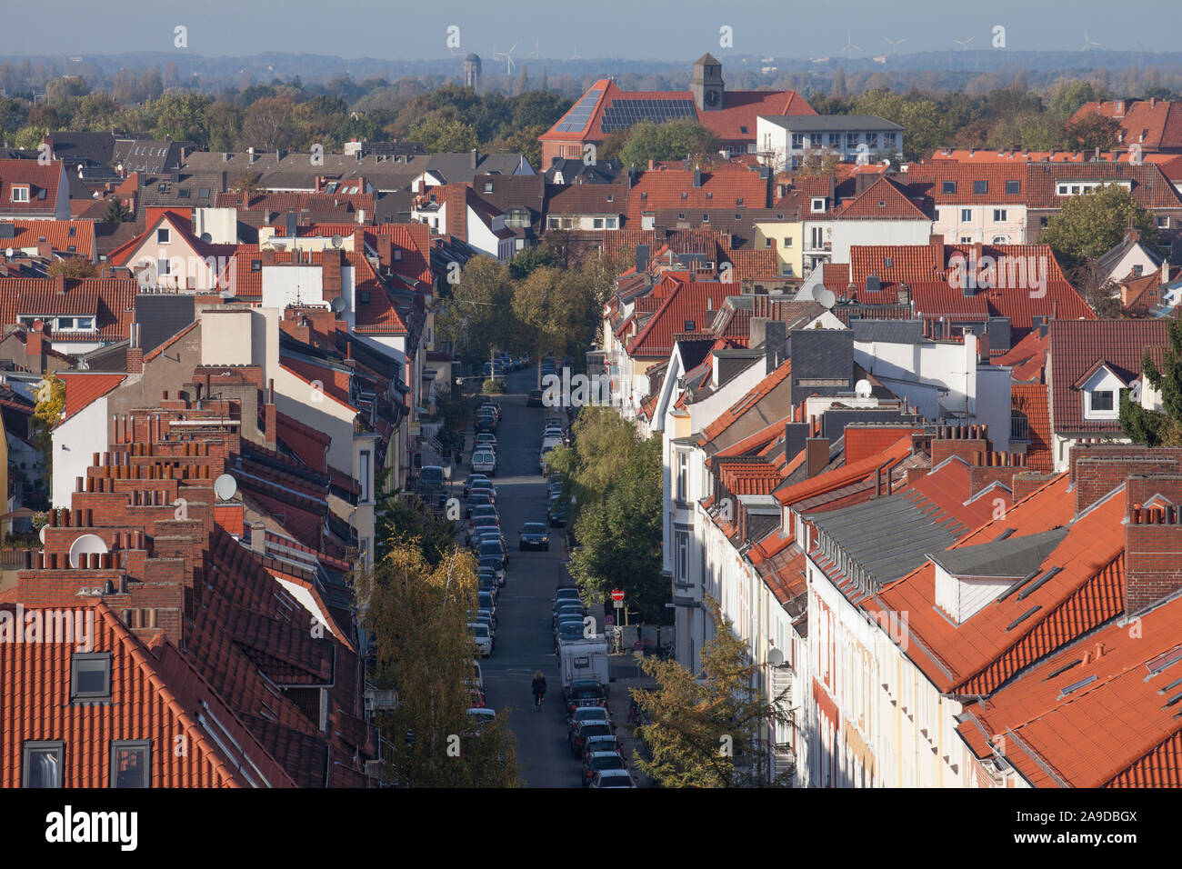 Old and modern residential buildings in Bremen-Findorff, bird's eye ...