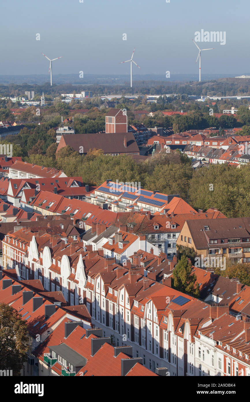 Old and modern residential buildings in Bremen-Findorff, bird's eye ...