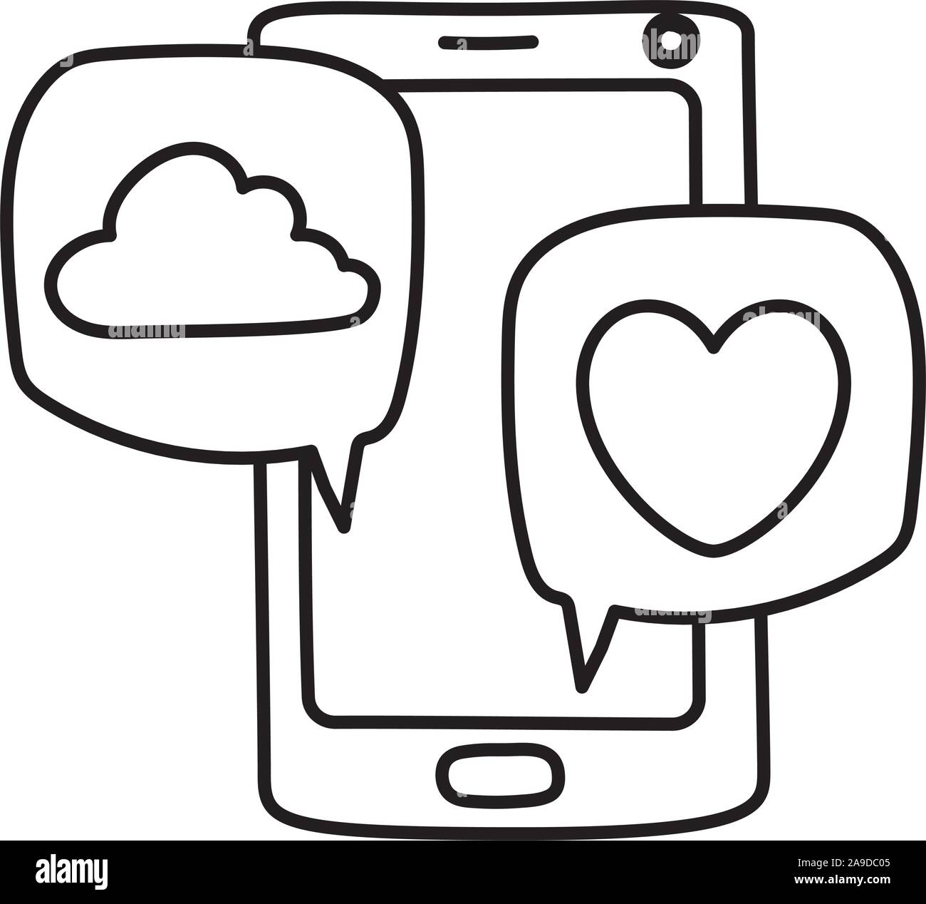 heart communication bubble and smartphone vector design Stock Vector ...