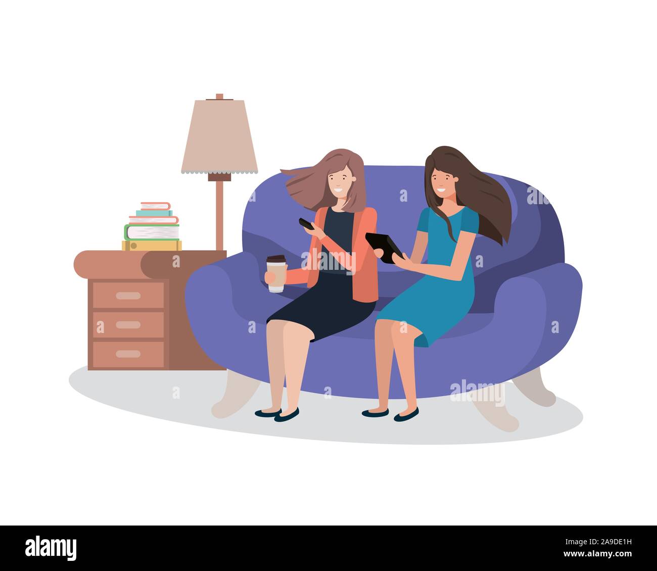 avatar women sitting on the couch vector design Stock Vector Image ...