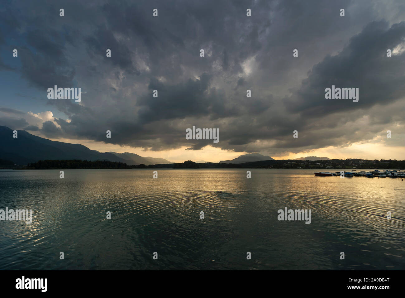 Sunset at Lake Faak, scenic Stock Photo - Alamy