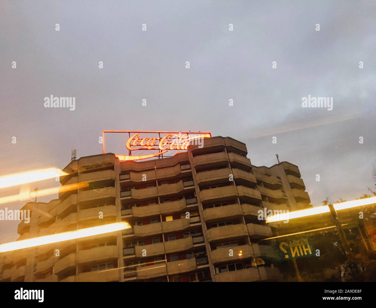 Coca-Cola, advertising, neon sign, Berlin, skyscraper Stock Photo - Alamy