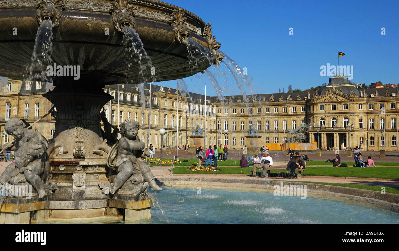 Schlossplatz and New Palace, Stuttgart, Baden-Württemberg, Germany ...