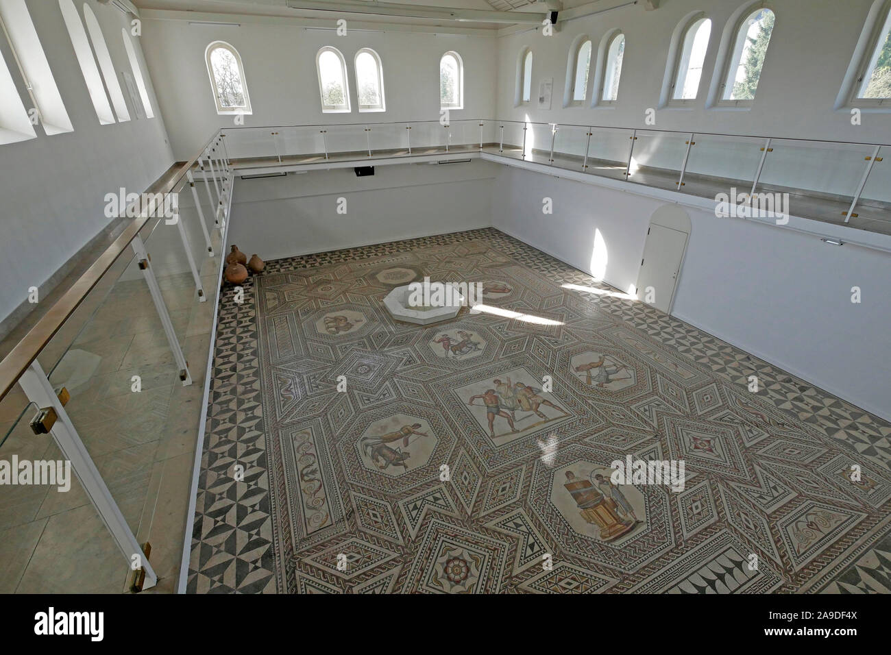 Mosaic floor in the Roman villa of Nennig at the Obermosel, Saarland ...