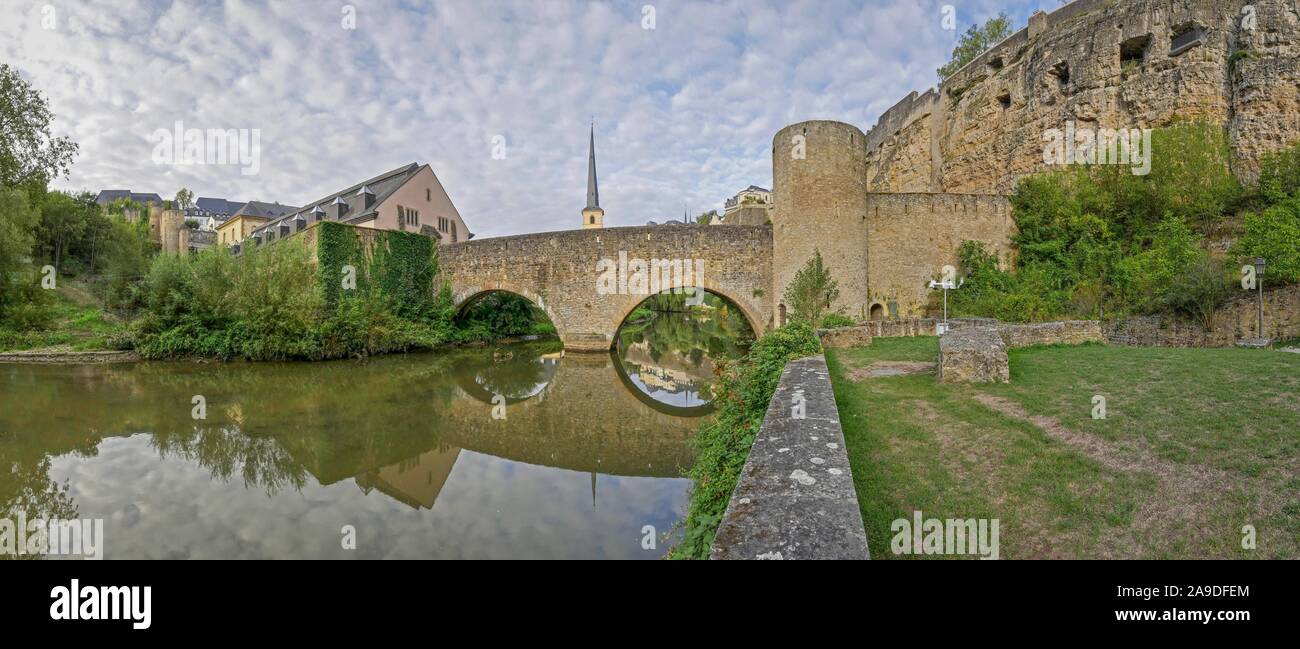 Bock with casemates, at the river Alzette, Luxembourg City, Grand Duchy ...