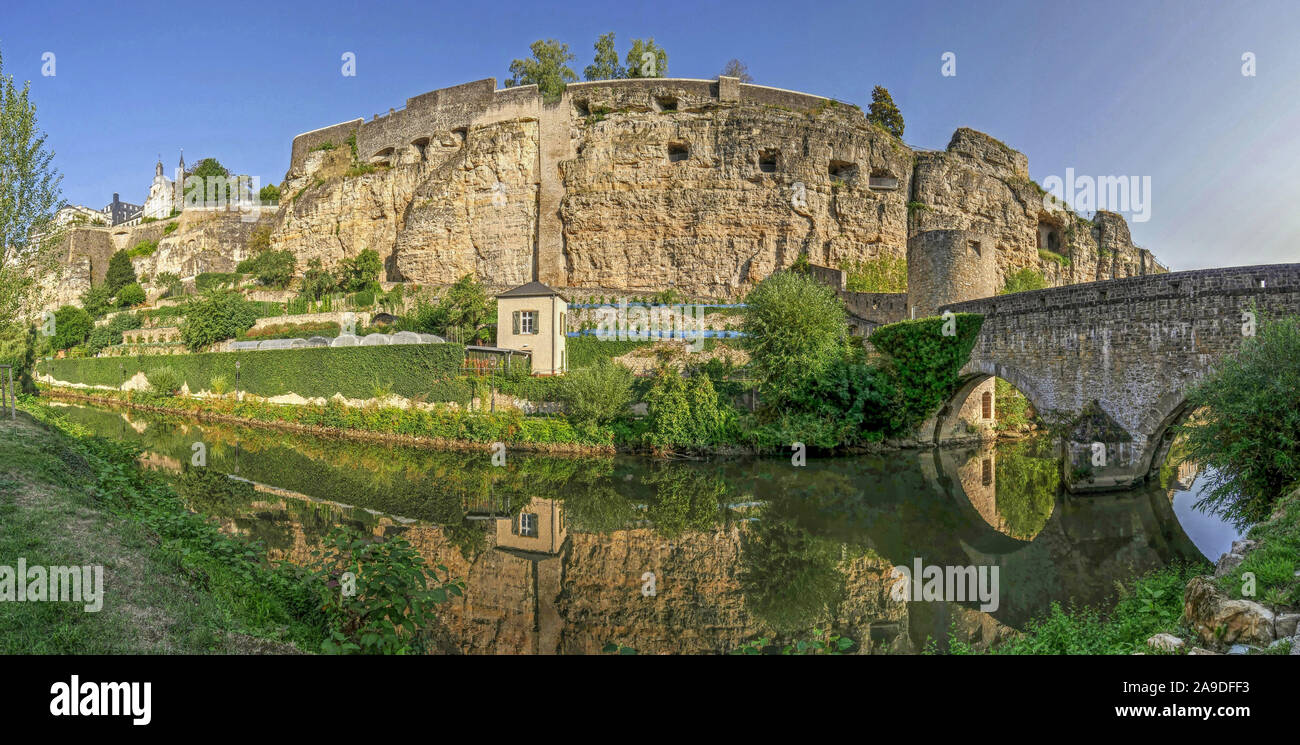 Bock with casemates, at the river Alzette, Luxembourg City, Grand Duchy ...