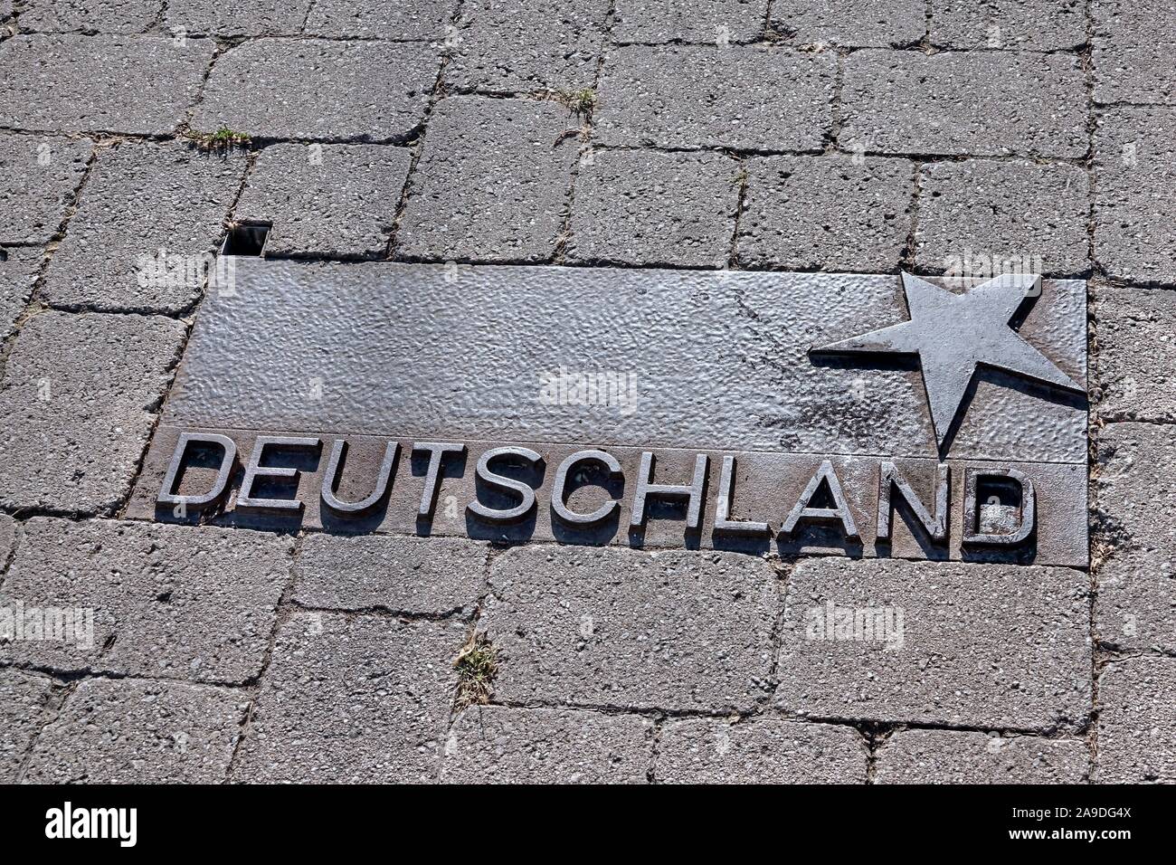 Paving tiles at the European Museum in Schengen, canton Remich, Moselle ...