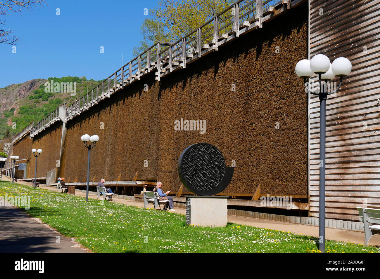 Saline wall in the spa park in Bad Münster at Stein-Ebernburg, Nahe ...