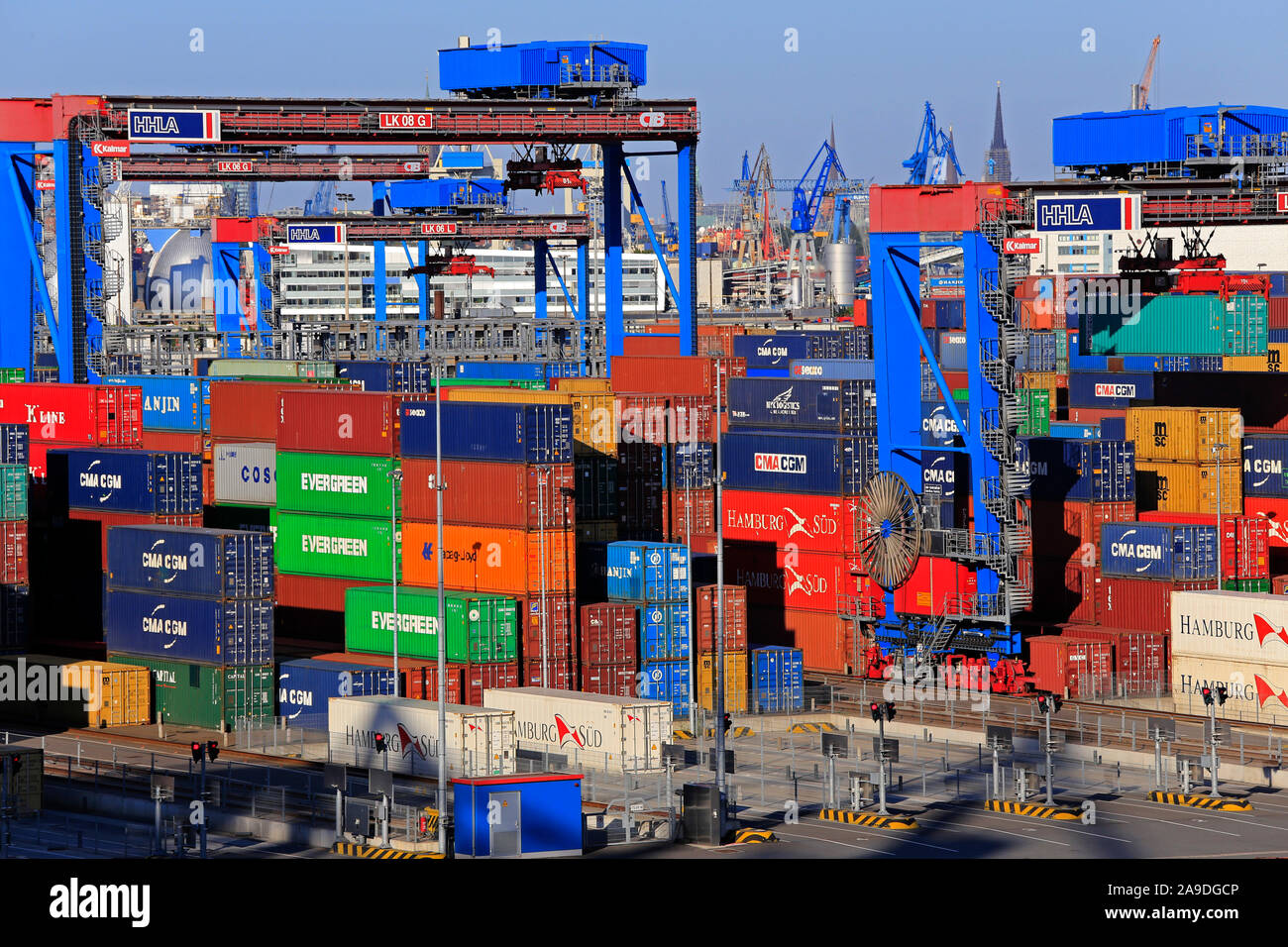Container terminal Waltershof of HHLA, Harbour of Hamburg, Hamburg ...