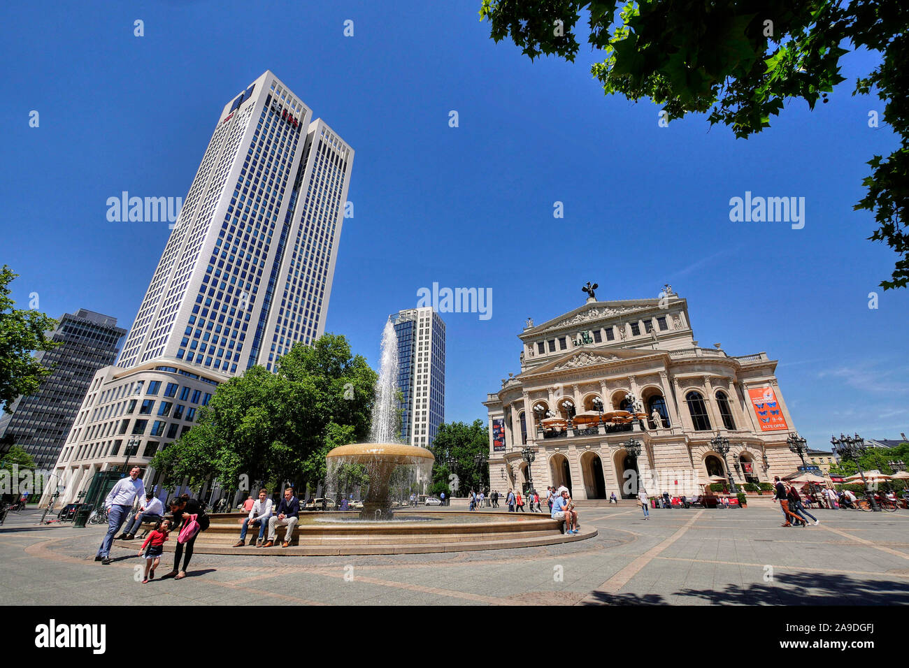 Old Opera and Opernturm, Opernplatz, Frankfurt, Hesse, Germany Stock ...