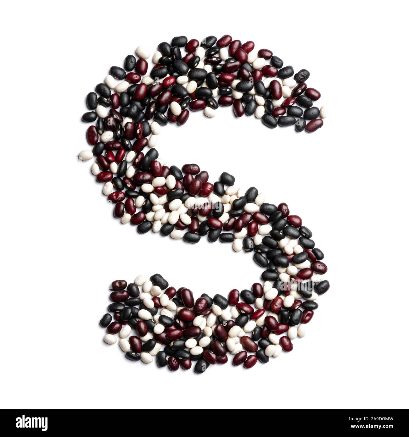 The letter "S" of the English alphabet from colorful beans on a white ...