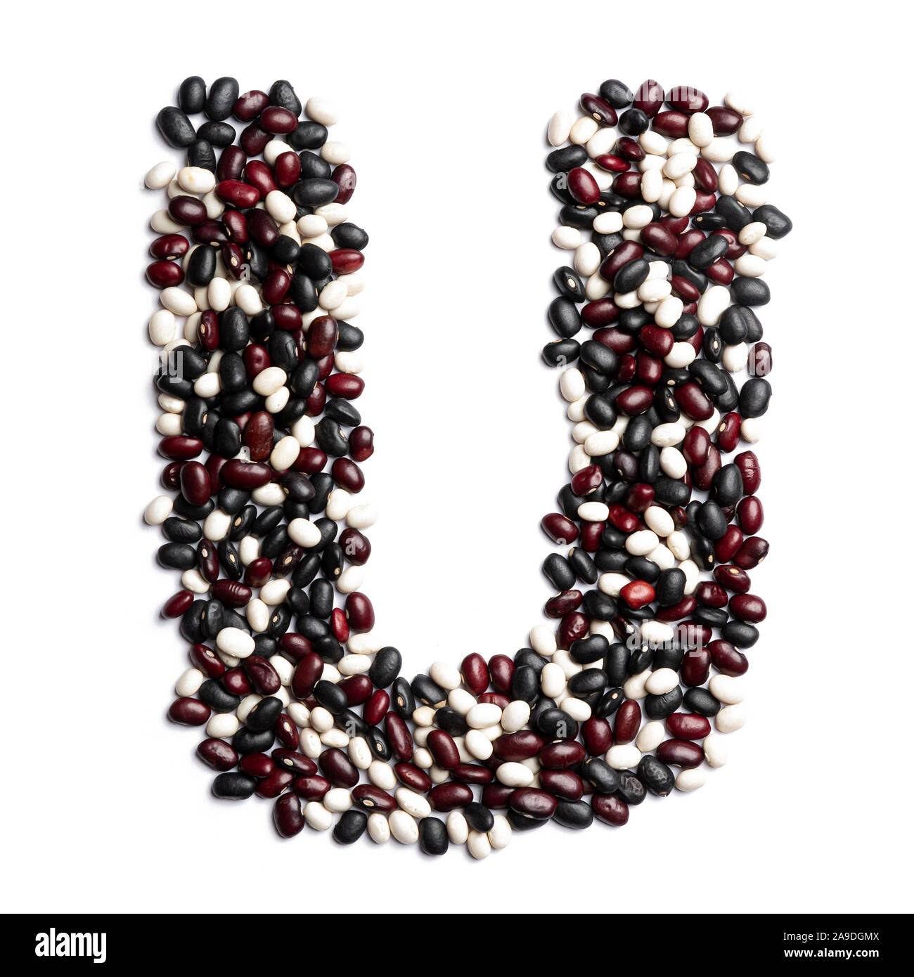 The letter "U" of the English alphabet from colorful beans on a white ...