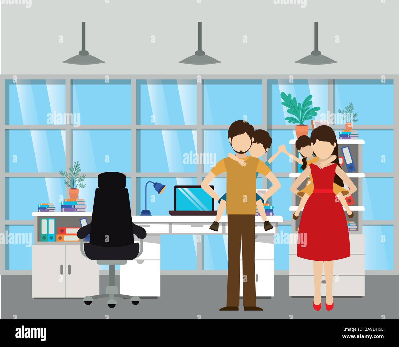Girl and her father office Stock Vector Images - Alamy