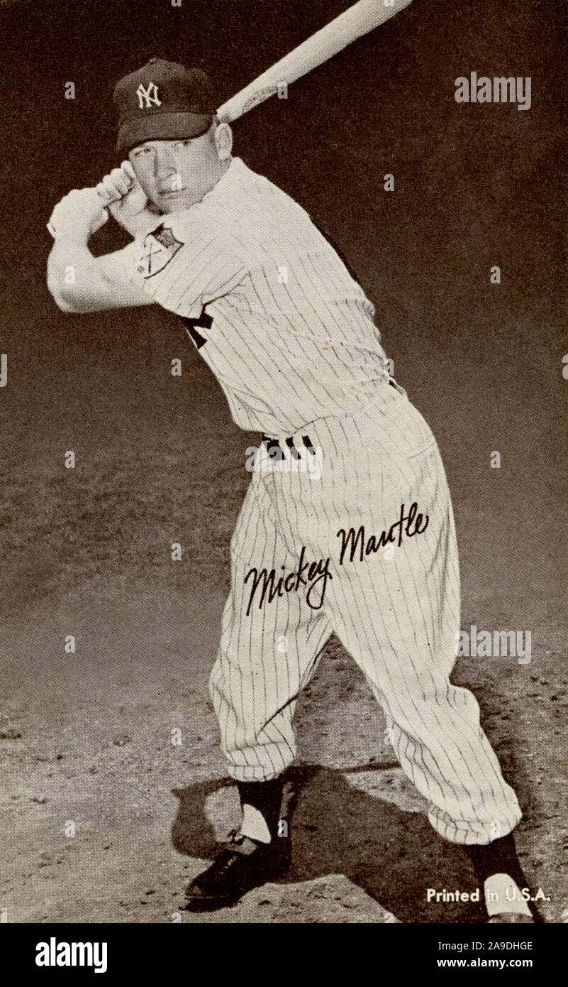 Vintage black and white Exhibit Baseball Card of New York Yankee legend ...