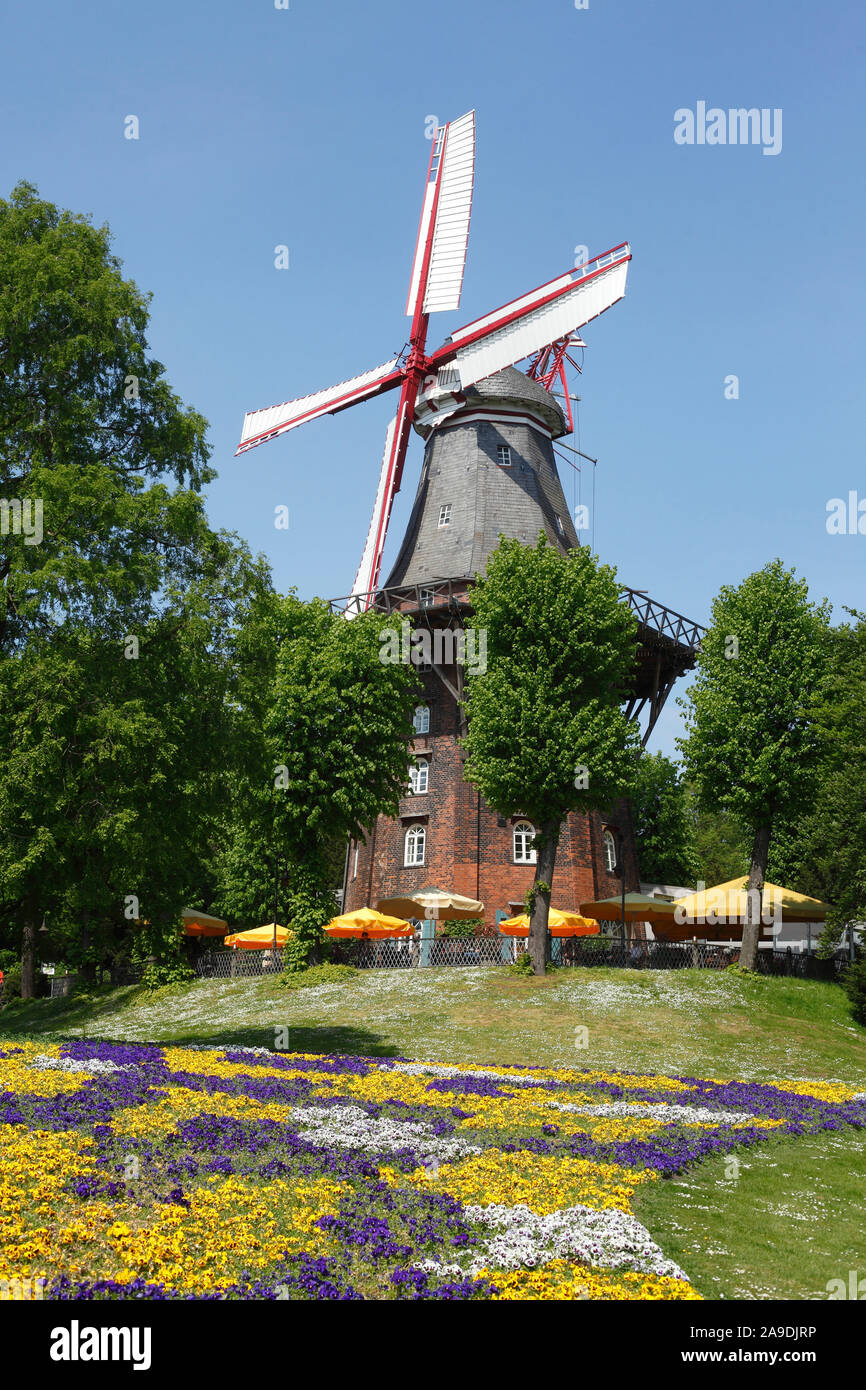 Am Wall Windmill in the Wallanlagen, Bremen, Germany, Europe Stock ...