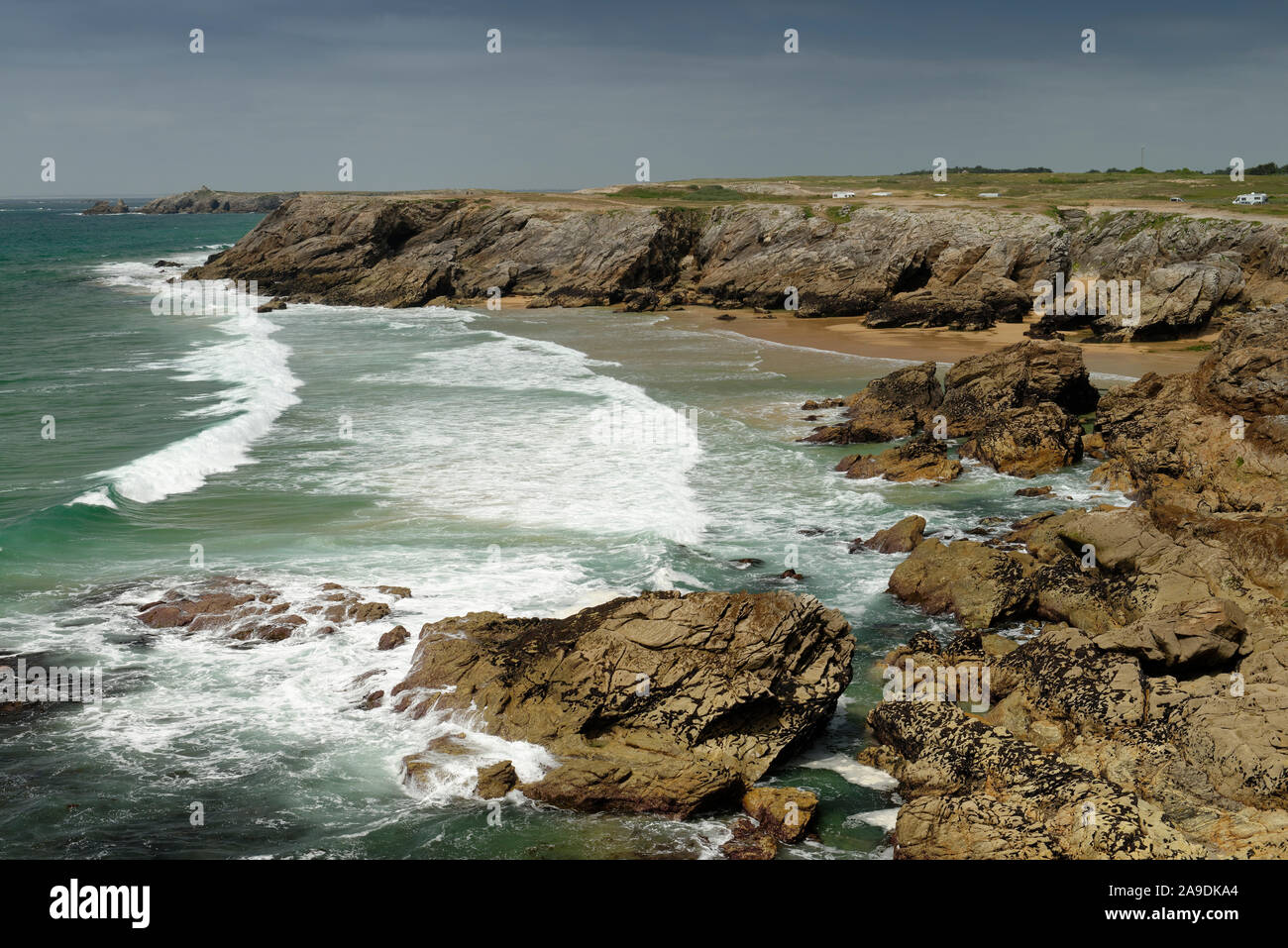 Cote Sauvage coast, Quiberon peninsula, Departement Morbihan, Atlantic ...