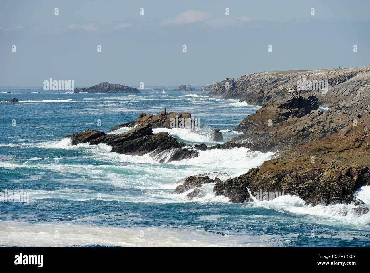 Cote Sauvage coast, Quiberon peninsula, Departement Morbihan, Atlantic ...