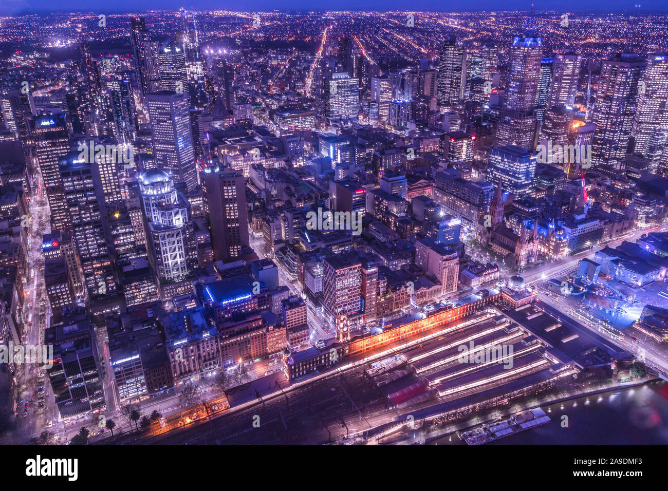 Australia, Melbourne, city overview at night Stock Photo - Alamy