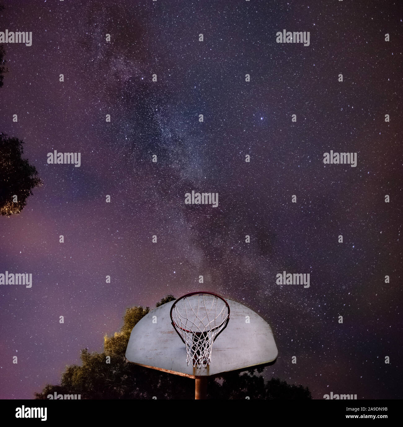 basketball hoop at the park in the night with the stars above Stock ...