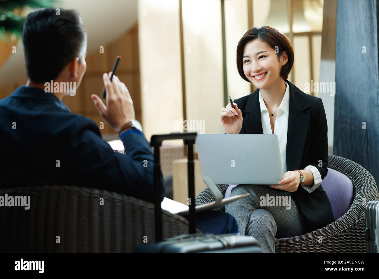 Asia businesswoman using laptop talk hi-res stock photography and ...