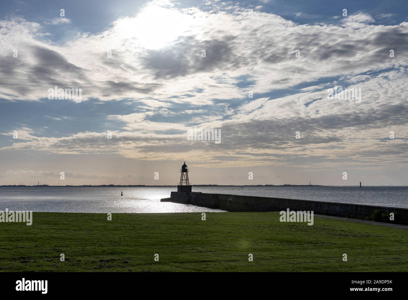 Backlight, mole fire on the pier of the former Third Port Entrance in ...