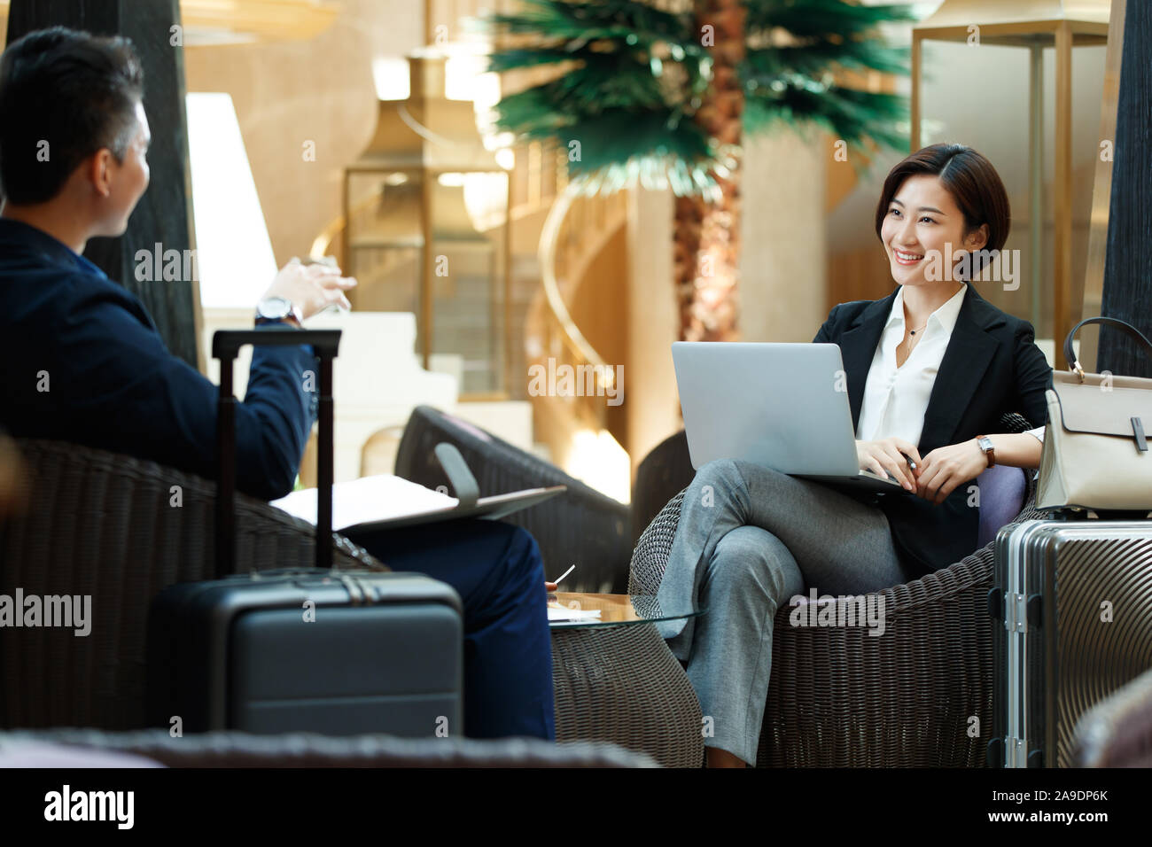 Asia businesswoman using laptop talk hi-res stock photography and ...