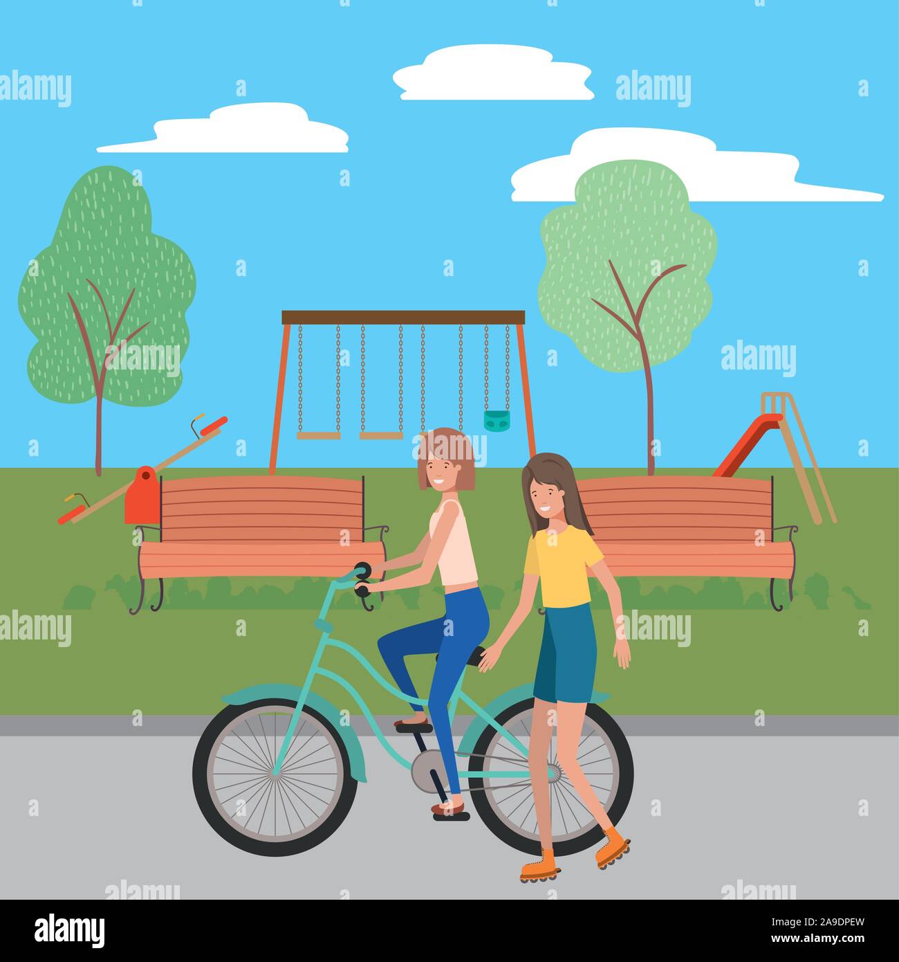 Woman riding bike vector design Stock Vector Image & Art - Alamy