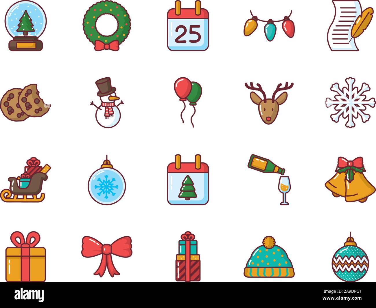 Merry christmas icon set vector design Stock Vector Image & Art - Alamy