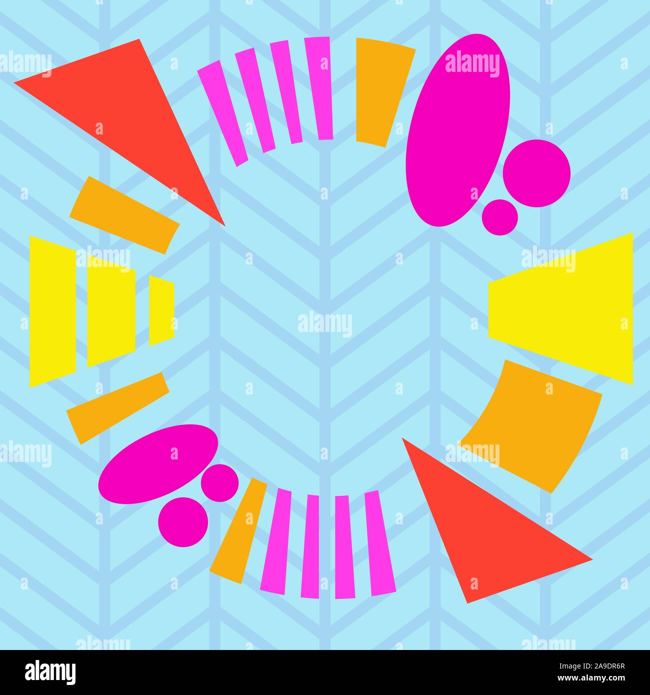 Asymmetrical uneven shaped format pattern object outline multicolour ...