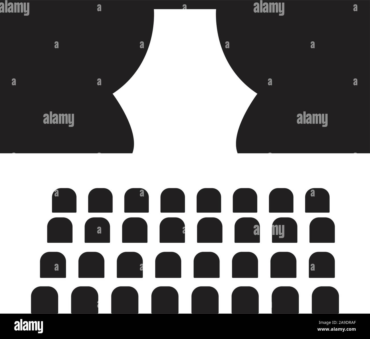 theater stage icon on white background. flat style. theater curtain ...