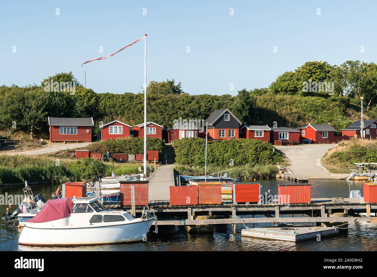 Bornholm, south coast, Boderne, fishing cottages, evening light Stock ...