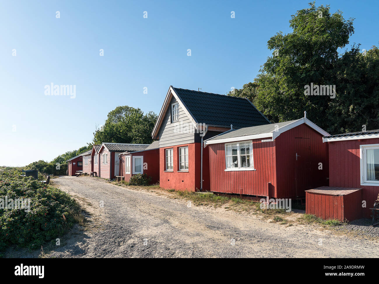 Bornholm, south coast, Boderne, fishing cottages Stock Photo - Alamy