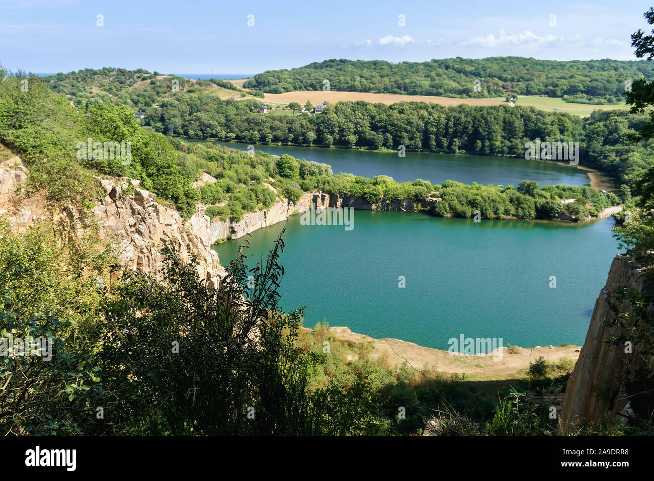Bornholm, Hammaren peninsula, quarry, Opal and Hammer lake Stock Photo ...