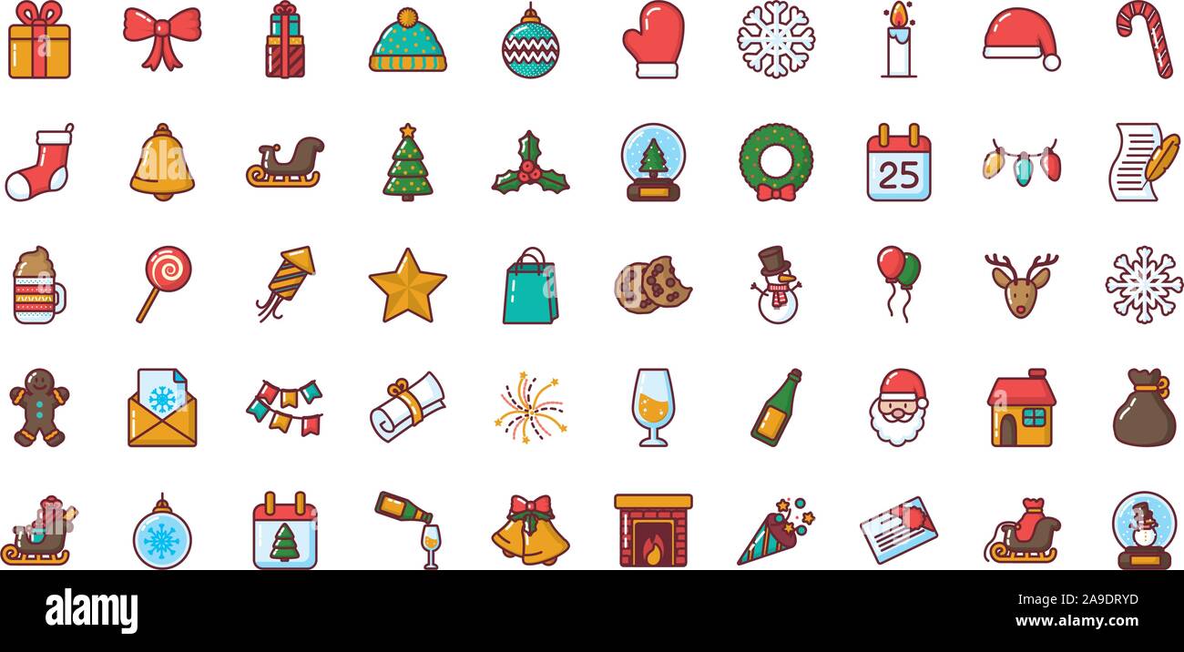 Merry christmas icon set vector design Stock Vector Image & Art - Alamy