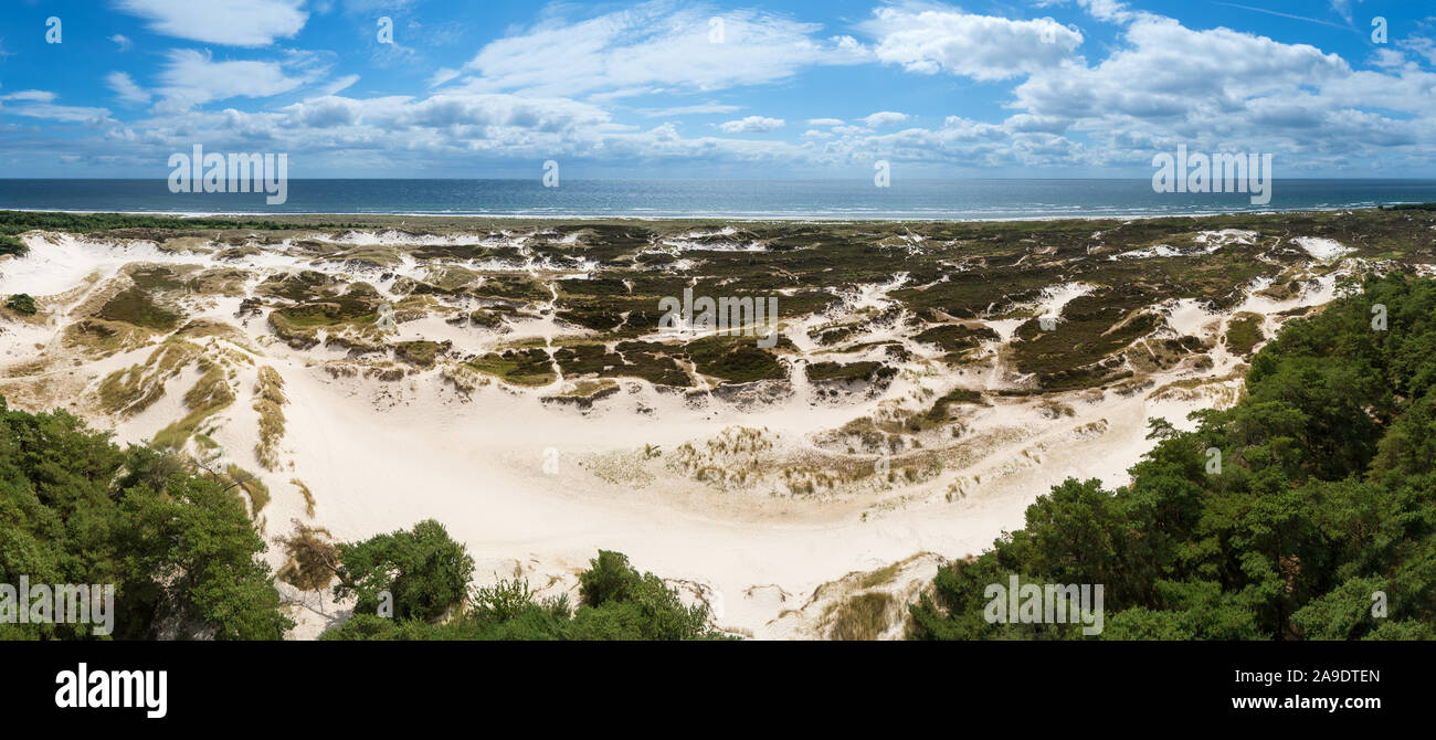 Panorama, Bornholm, beach at Dueodde, dune landscape at the lighthouse ...