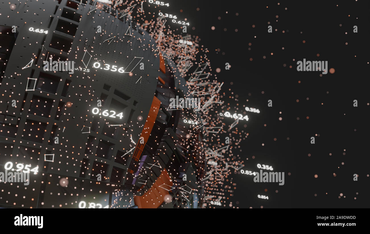 Connection Lines and Dots Around Digital Abstract Cyber PCB Sphere ...