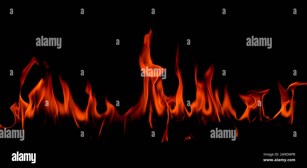 Fire flames on Abstract art black background, Burning red hot sparks ...