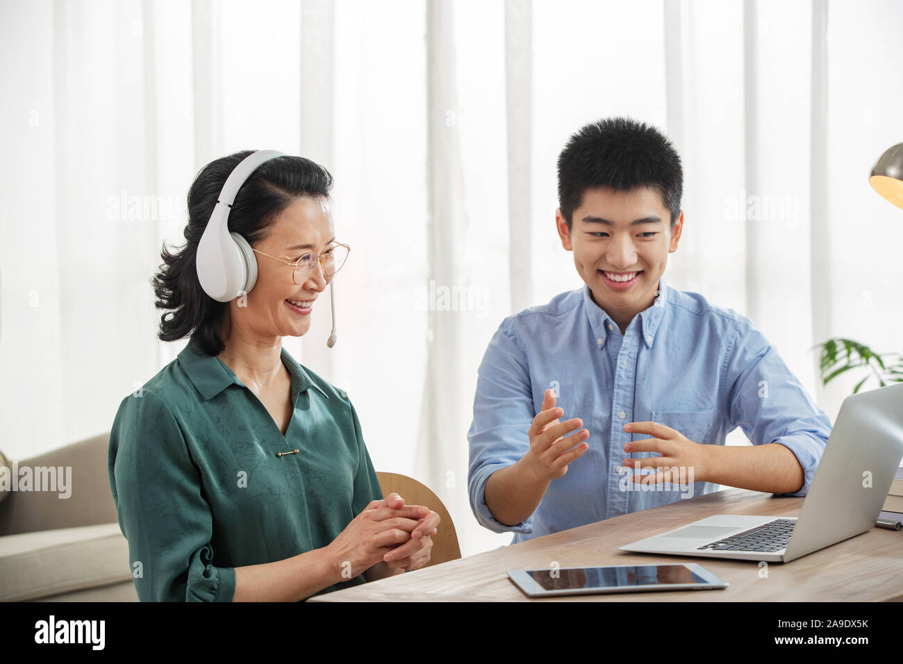 Old people learn to use computers Stock Photo - Alamy