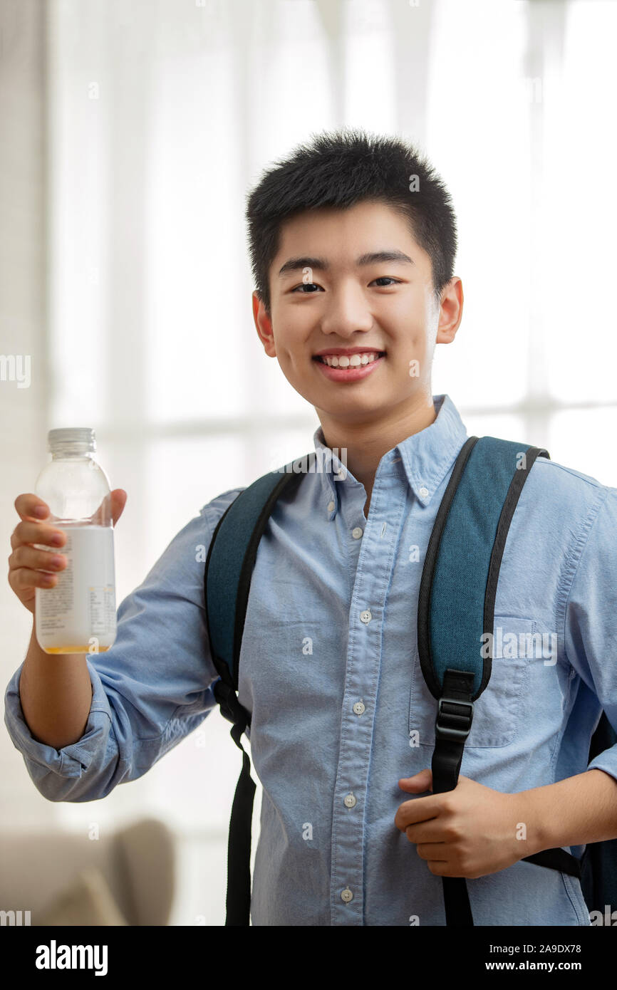 Happy boy to drink water Stock Photo - Alamy