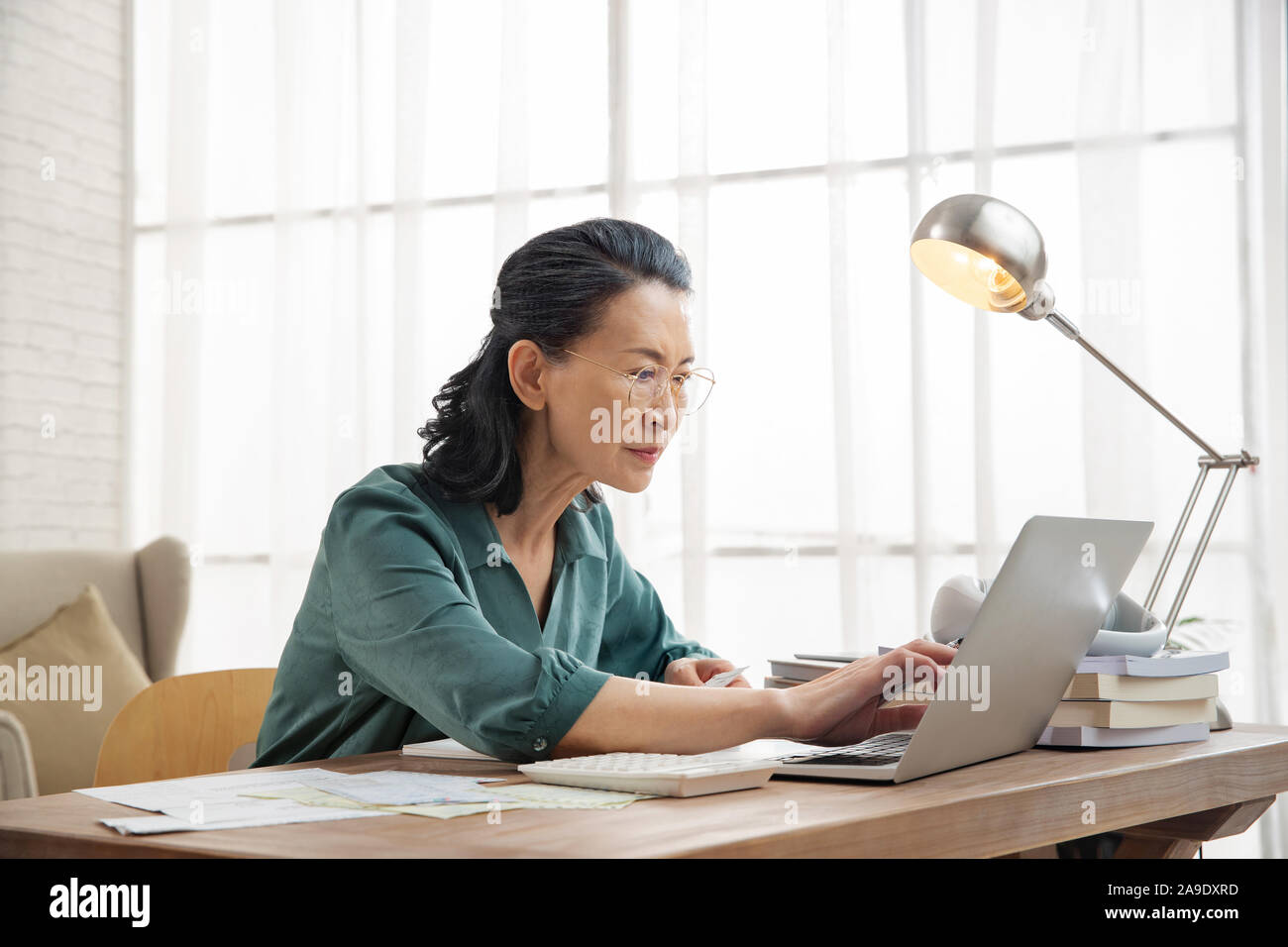 The elderly to use a computer Stock Photo - Alamy