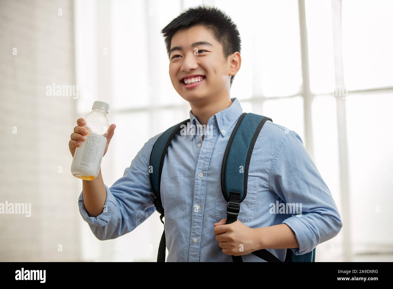 Happy boy to drink water Stock Photo - Alamy
