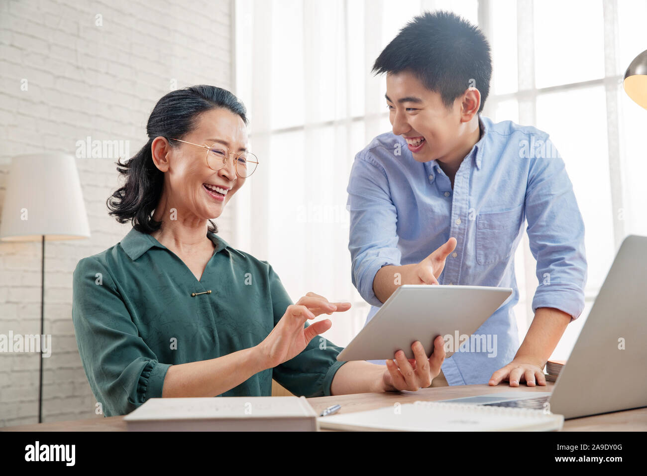 Old people learn to use computers Stock Photo - Alamy